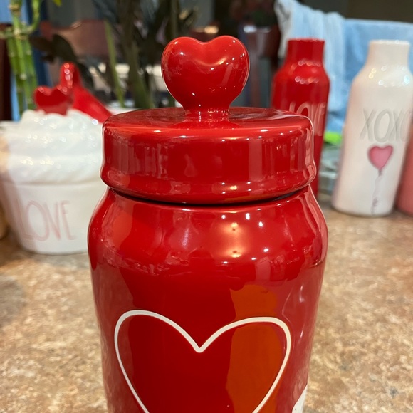 Rae Dunn | Holiday | Rae Dunn Red Canister With White Outline Heart And ...
